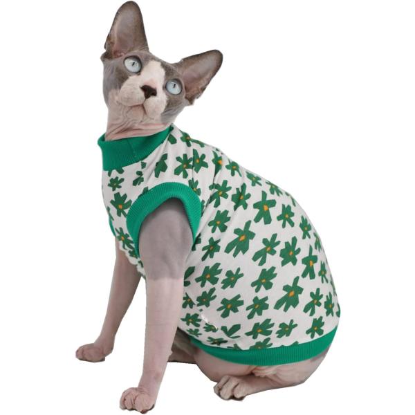 商品名Sphynx Hairless Cat Summer Cotton T-Shirts Cat Vest Pet Clothes,Round Collar Vest Kitten Shirts Sleeveless, Cats &amp...