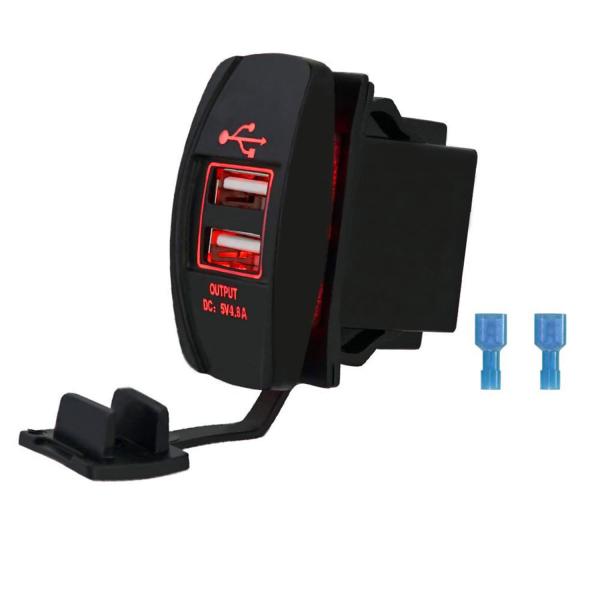 商品名WENLICP Fast Dual USB Charger 4.8A Waterproof Rocker Switch Red LED Light 12V-24V Compatible for RV Boat Car Vehicles...