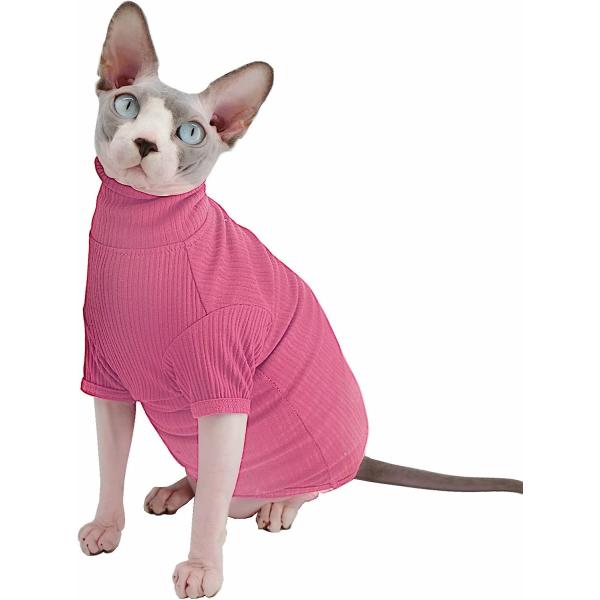 商品名Sphynx Hairless Cats Shirt Cotton Cat Turtleneck Sweater Pullover Kitten T-Shirts with Sleeves Cat Pajamas Jumpsuit f...