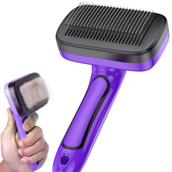 商品名Pet Self Cleaning Slicker Brush for Shedding &amp; Grooming Long Short Haired Dogs, Cats Retractable Brush for Large ...