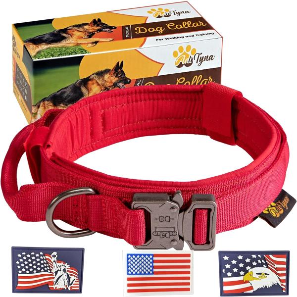 商品名ADITYNA Heavy-Duty Tactical Dog Collar with Handle - Red Dog Collar for Extra-Large Dogs - Wide, Thick, Adjustable, S...