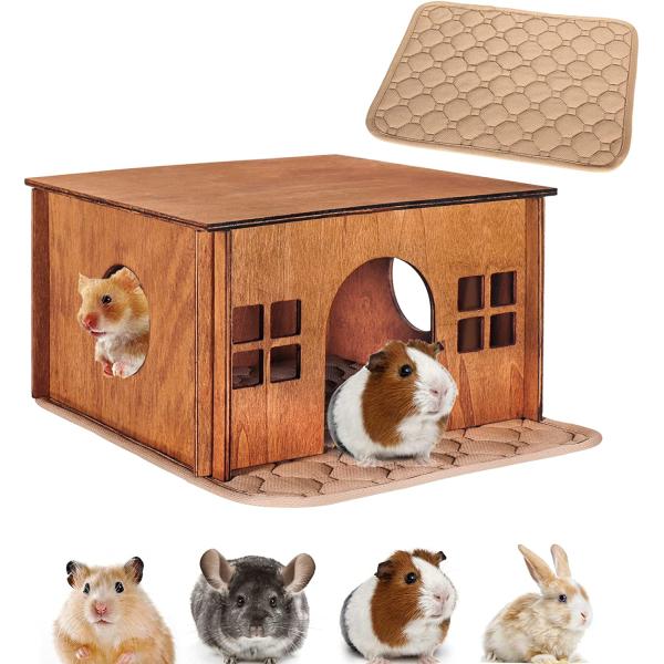 商品名Large Wood Guinea Pig Hideout with Windows,Hamster House Hideout ,Small Animals Pets Houses Hideouts ,Suitable for Ch...