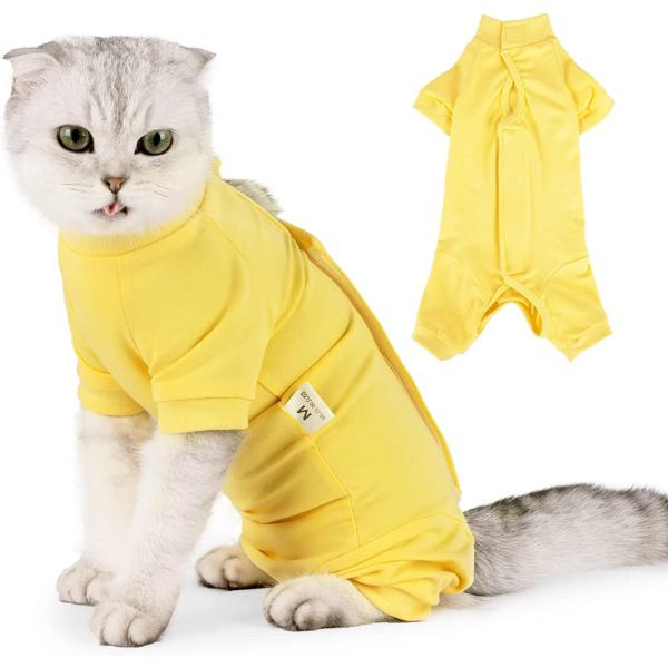 商品名Cat Recovery Suit After Surgery, Pet Recovery Wear for Abdominal Wounds Cat Onesie Cone E-Collar Alternative,Yellow S...