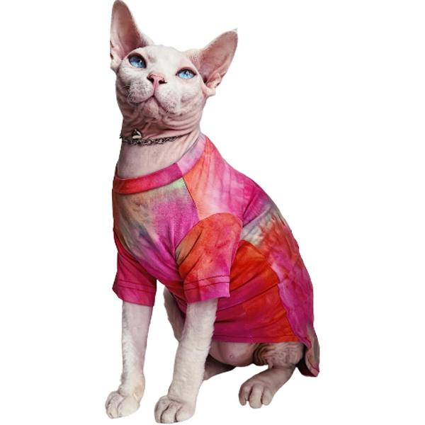 商品名Bonaweite Hairless Cats Rainbow Rendering T-Shirt for Spring Summer Autumn, Breathable Cat Wear Clothes Vest Shirts f...