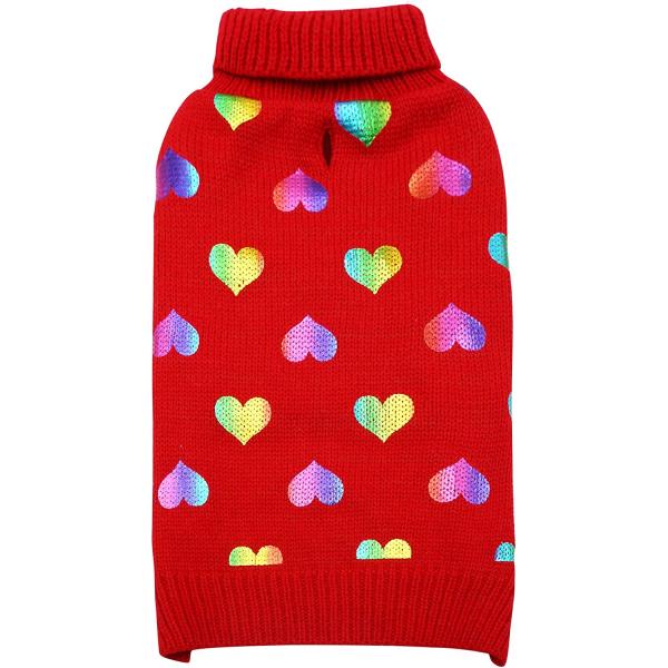 商品名KYEESE Valentines Day Dog Sweaters Colorful Radiant Printing Love Design with Leash Hole Pet Sweater Pet Clothes,XLブラ...