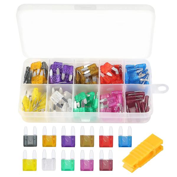 商品名AEDIKO 120pcs Mini Car Fuses Assortment Kit 10 Values 2A 3A 5A 7.5A 10A 15A 20A 25A 30A 35A with Puller Tool for Mari...