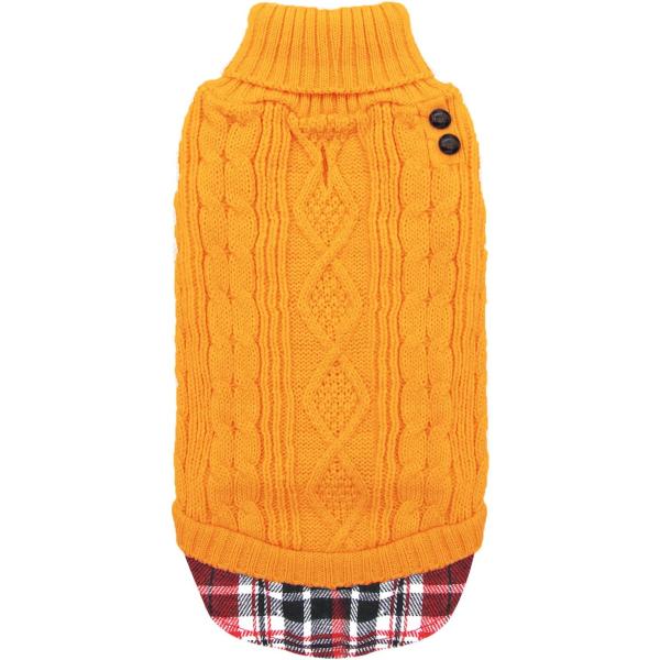 商品名KYEESE Dog Sweater with Leash Hole for Small Medium Dogs Turtleneck Knitwear Pullover Warm Dog Clothes, Yellow, Sブランド...
