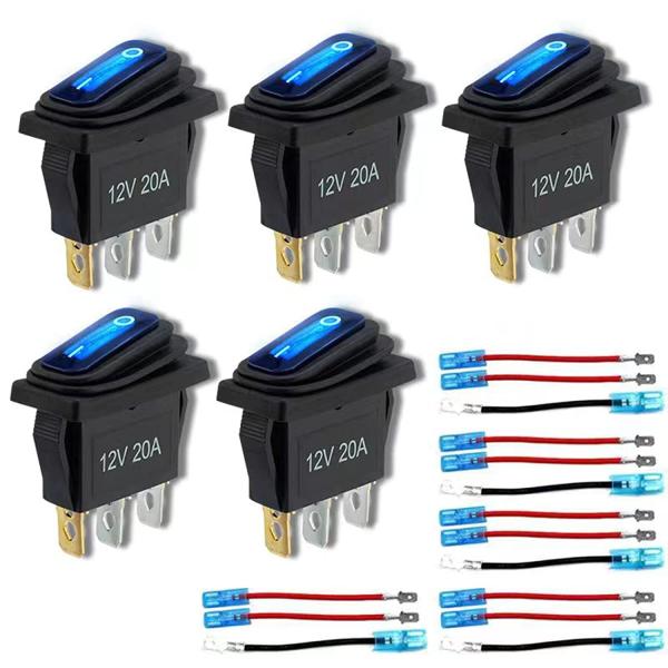 商品名12v Rocker Switch Waterproof 5 PCS - 12 Volt Toggle Switch with 3 20cm Detachable Wires, SPST 3 Pin On Off Switches S...