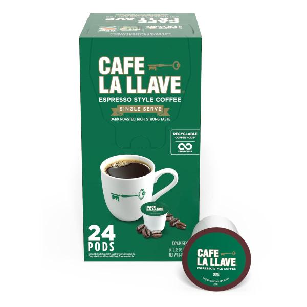 商品名Caf  La Llave Espresso Coffee Pods - 24 Count - Recyclable Single-Serve Coffee Pods, Compatible with your K- Cup Keur...