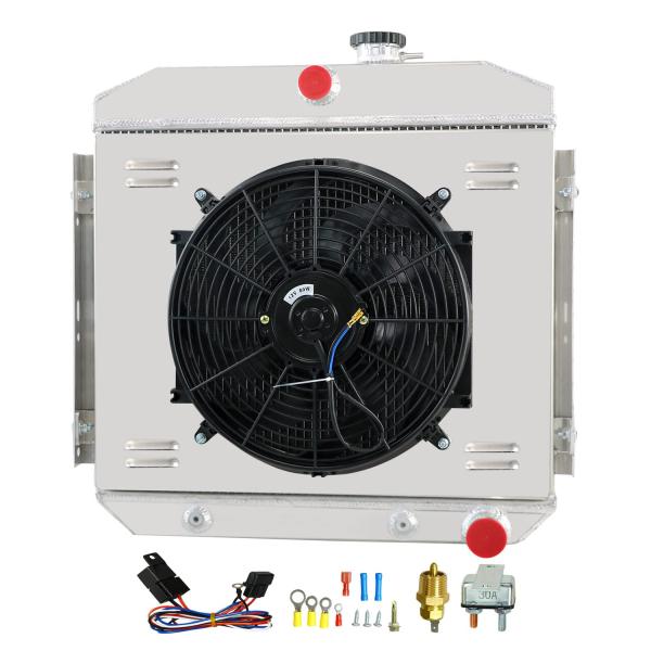 商品名: KUUHLERSAT 55-57 シボレー ベルエア ラジエーター、ラジエーター 1955-1957 1956 シボレー ベルエア デルレイ 150 210 L6、3列アルミラジエーター + シュラウド/ファン + サーモスタット...