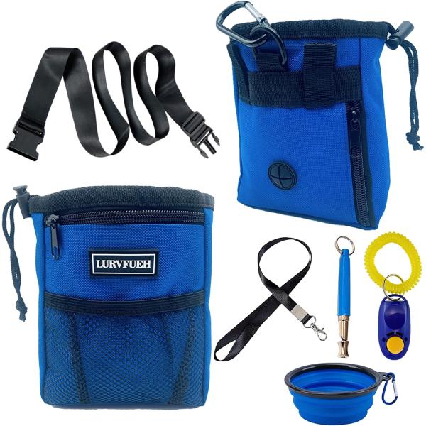 商品名LURVFUEH 4 in 1 Dog Treat Pouch, 3 Ways to Wear Multi-Pocket Hands Free Waist Belt Fanny Pack, with Bowl Training Cli...