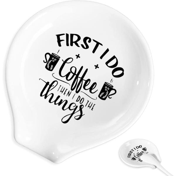 商品名Coffee Spoon Rest and Spoon,Funny Coffee Quote Ceramic Coffee Spoon Holder-Station Decor Coffee Bar Accessories-Gifts...