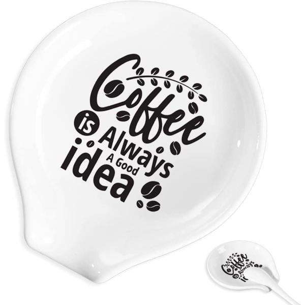 商品名Coffee Spoon Rest and Spoon,Funny Coffee Quote Ceramic Coffee Spoon Holder-Station Decor Coffee Bar Accessories-Gifts...