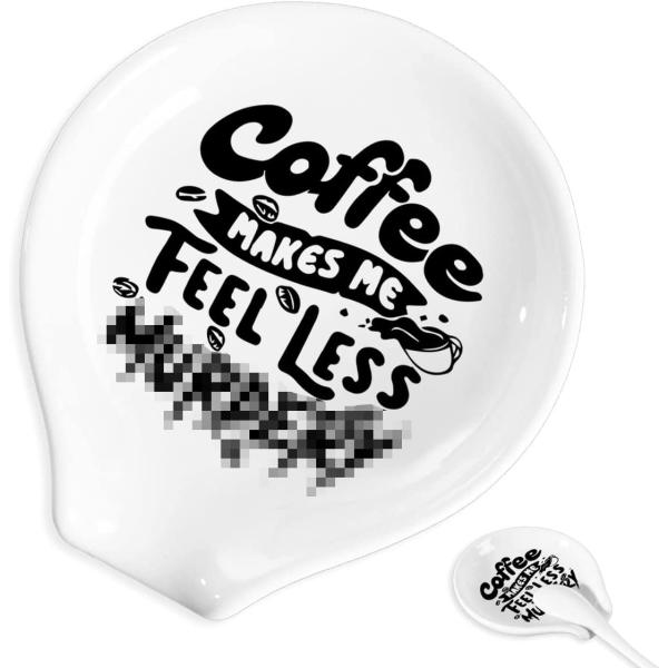 商品名Coffee Spoon Rest and Spoon,Funny Coffee Quote Ceramic Coffee Spoon Holder-Station Decor Coffee Bar Accessories-Gifts...