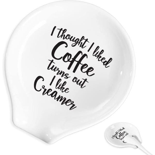 商品名Coffee Spoon Rest and Spoon,Funny Coffee Quote Ceramic Coffee Spoon Holder-Station Decor Coffee Bar Accessories-Gifts...