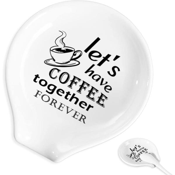 商品名Coffee Spoon Rest and Spoon,Funny Coffee Quote Ceramic Coffee Spoon Holder-Station Decor Coffee Bar Accessories-Gifts...