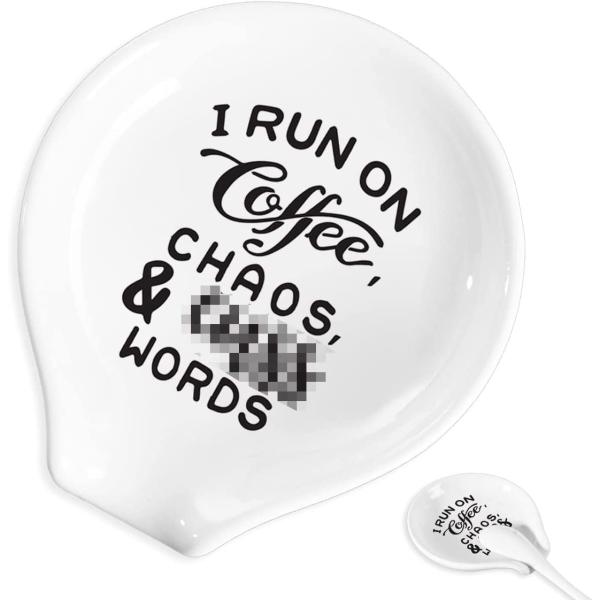 商品名Coffee Spoon Rest and Spoon,Funny Coffee Quote Ceramic Coffee Spoon Holder-Station Decor Coffee Bar Accessories-Gifts...