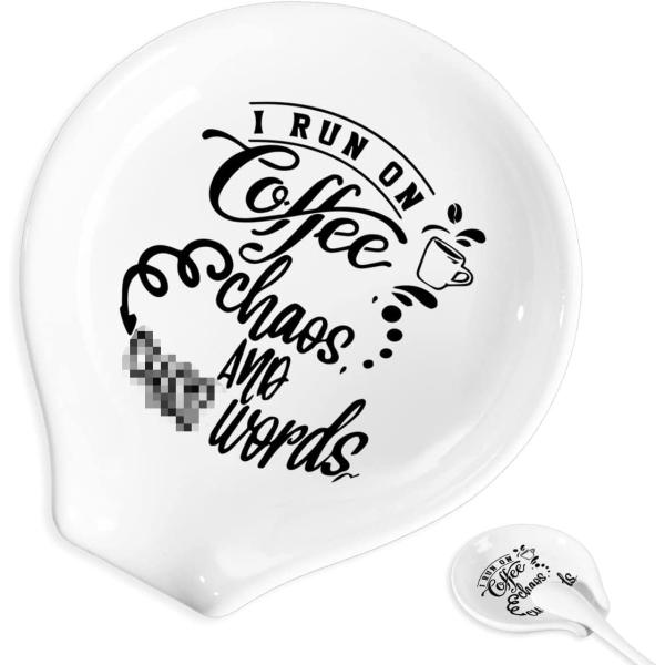 商品名Coffee Spoon Rest and Spoon,Funny Coffee Quote Ceramic Coffee Spoon Holder-Station Decor Coffee Bar Accessories-Gifts...