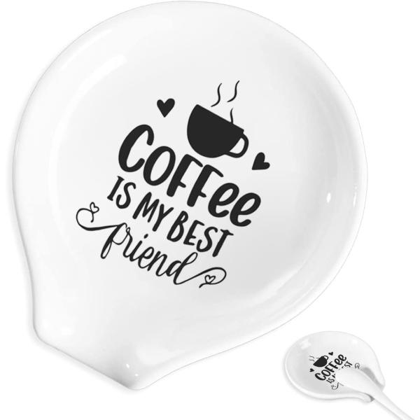 商品名Coffee Spoon Rest and Spoon,Funny Coffee Quote Ceramic Coffee Spoon Holder-Station Decor Coffee Bar Accessories-Gifts...