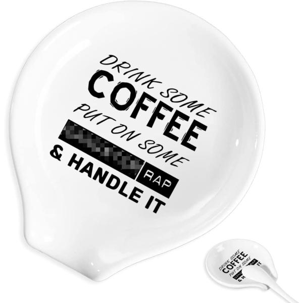 商品名Coffee Spoon Rest and Spoon,Funny Coffee Quote Ceramic Coffee Spoon Holder-Station Decor Coffee Bar Accessories-Gifts...