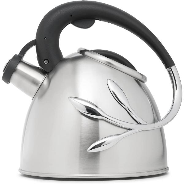 商品名Everyday Solutions Whistling Tea Kettle; Vine Collection - Brushed Stainless Steel Kettle w/ Ergonomic Heat Resistant...