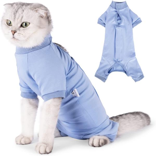 商品名Cat Recovery Suit After Surgery, Pet Recovery Wear for Abdominal Wounds Cat Onesie Cone E-Collar Alternative,Blue XSブ...