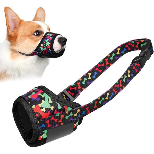 商品名Dog Muzzle, Printed Dog Muzzles for Small Medium Large Dogs, Breathable Soft Muzzle for Dogs with Adjustable Velcro t...