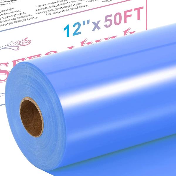 商品名XSEINO Heat Transfer Vinyl, 12"" x 50FT SkyBlue HTV Vinyl Roll with Teflon for Shirts, SkyBlue Iron on Vinyl Roll for...