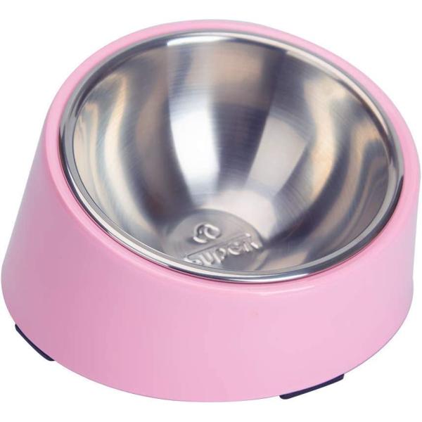 商品名SuperDesign 犬 食器 猫 食器 ペット ボウル ステンレス 給食器 スタンド 傾斜がある 15度 食事をより気軽に メラミン製スタンド付き 滑り止め 取り外し可能 洗いやすい 食器洗濯機で洗えるSuperDesign Me...
