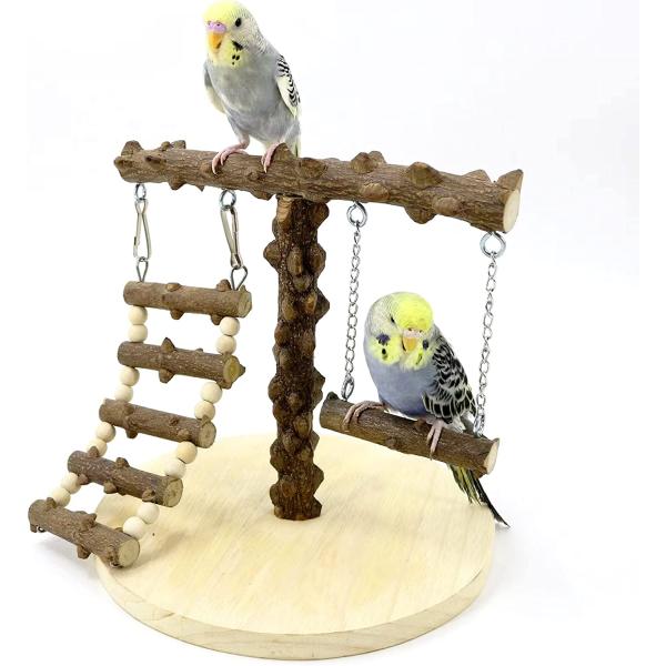 商品名VIEDZMY Bird Toys Parrots Wooden Stand Playground, Bird Perch with Climb Swing Ladders for Parakeets, Lovebirds, and ...