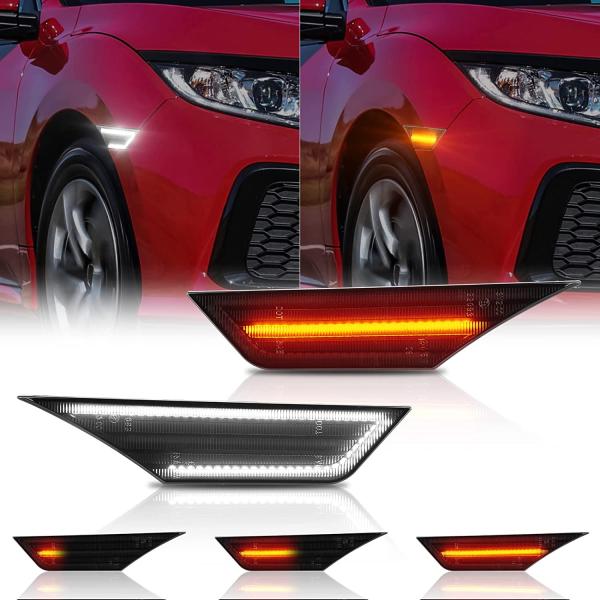 商品名Gempro LED Side Marker Lights for Honda Civic Sport Si 2016-2021 Civic Coupe Sedan Hatchback Front Turn Signals Seque...