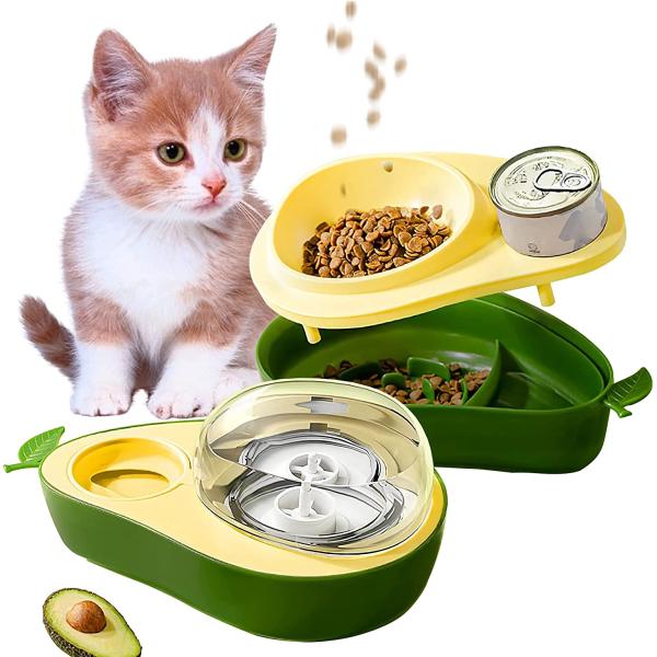 商品名：ZWMBYN Raised Cat Food Bowl and Automatic Water Dispenser Set, Avocado Gravity Cat Water Dispenser and Slow Feeder D...