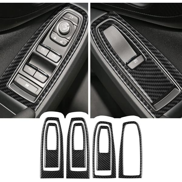 商品名RUIANTE Compatible with Carbon Fiber Car Window Rasing Control Panel Trim Sticker Interior for Subaru Impreza 2017-20...