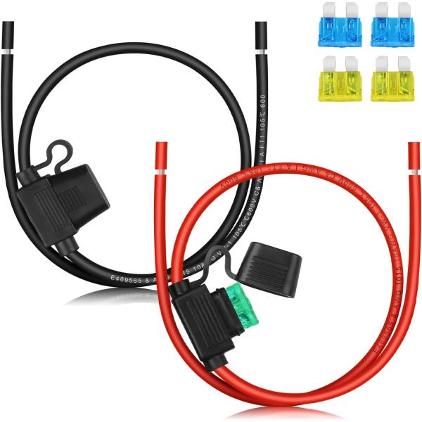 商品名PAEKQ 10 Gauge Fuse Holder - 10 AWG Heavy Duty Tinned Copper Wire Inline Fuse Holder with 2 Pack 30/20/15AMP ATC/ATO ...