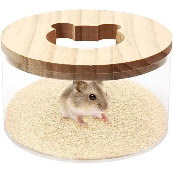 商品名Tfwadmx Hamster Sand Bath Box Chinchilla Transparent Acrylic Shower Room Small Animals Digging Sand Container with Wo...