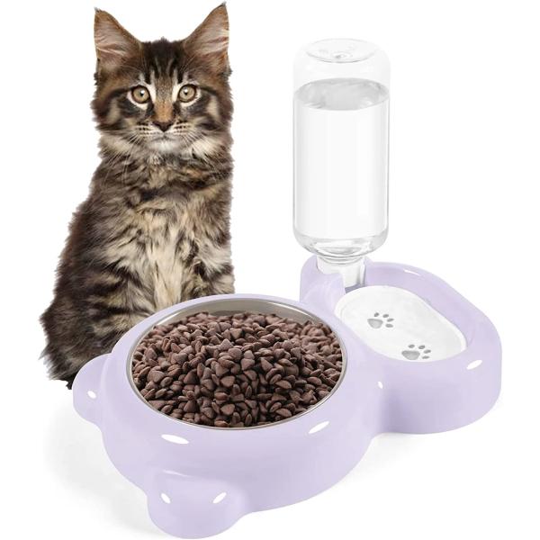商品名kathson Double Dog Cat Bowls, Kitten Food and Water Bowl Set Stainless Steel Detachable Puppy Feeder and Automatic Wa...