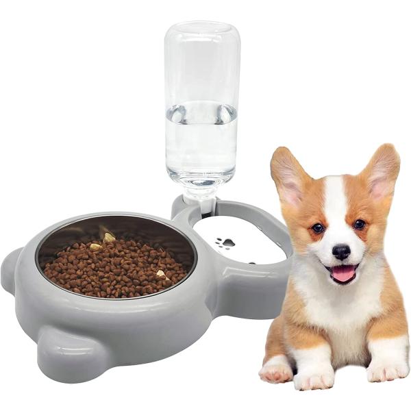 商品名kathson Automatic Water Dispenser Bottle, Double Dog Cat Bowls Kitten Food and Water Bowl Set Stainless Steel Detacha...