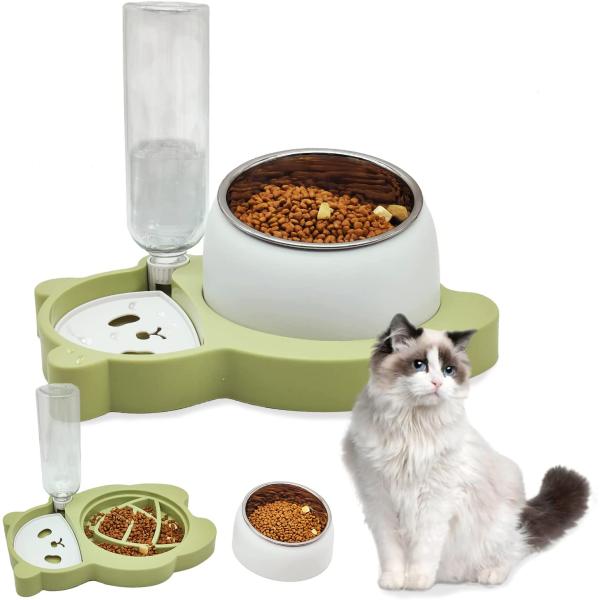 商品名kathson Automatic Double Cat Bowl, Elevated Cat Bowls Dog Water Dispenser Bottle Puppy Food and Water Bowl Set Dog Bo...