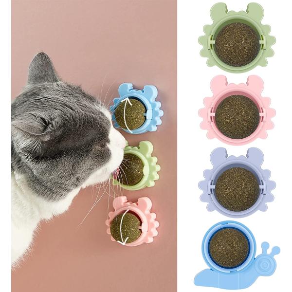 商品名Catnip Wall Toys, 4 Pack Cat Toys, Rotatable Silvervine Catnip Lickable Balls, Healthy Catnip Wall Ball, Cat Chew Toy...