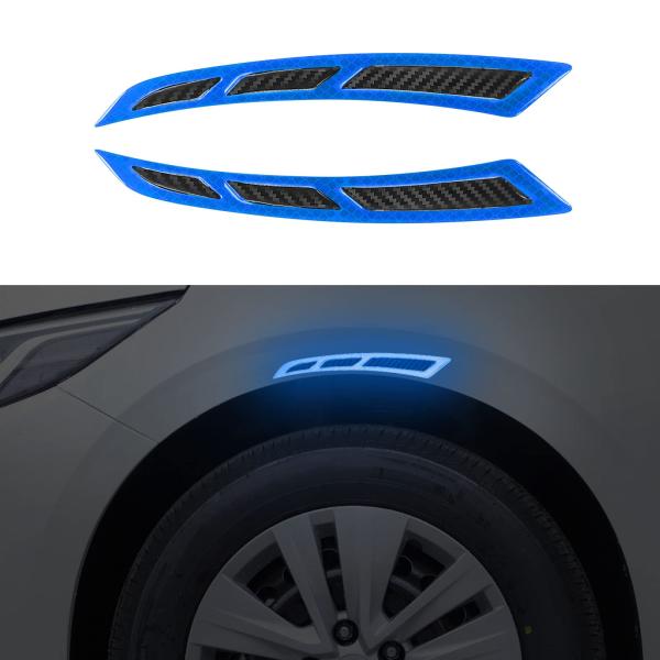 商品名:  RUIANTE Blue Reflective Car Wheel Eyebrow Stickers (2pc), Universal Anti-Collision Strips Warning Decals for Plast...