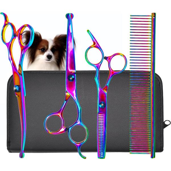 商品名Dog Grooming Scissors,Professional Grooming Scissors for Dogs Round Tips,Stainless Steel Titanium Coated Grooming Sci...