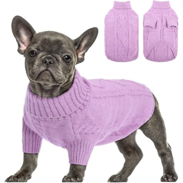 商品名Queenmore Small Dog Pullover Sweater, Cold Weather Cable Knitwear, Classic Turtleneck Thick Warm Clothes for Chihuahu...