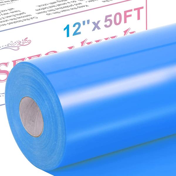 商品名XSEINO Heat Transfer Vinyl,12"" x 50FT Lakeblue HTV Vinyl Roll with Teflon for Shirts,Lakeblue Iron on Vinyl Roll for...