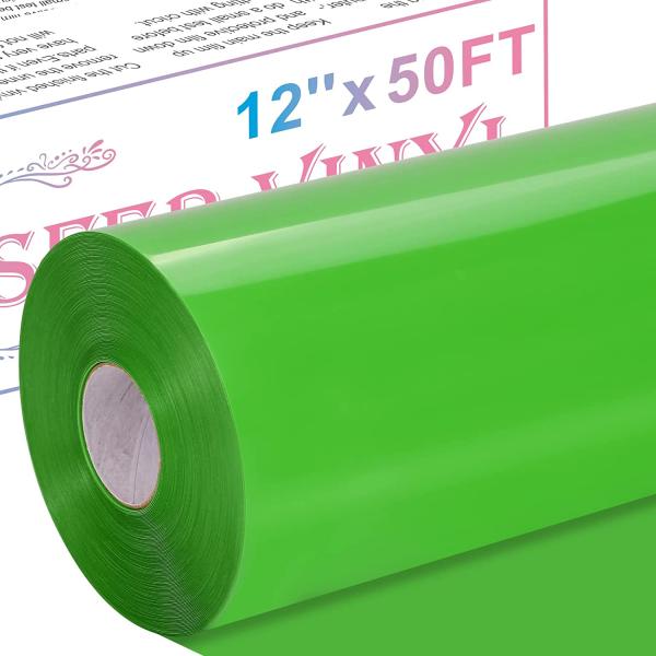 商品名XSEINO Heat Transfer Vinyl,12"" x 50FT GrassGreen HTV Vinyl Roll with Teflon for Shirts,GrassGreen Iron on Vinyl Roll...