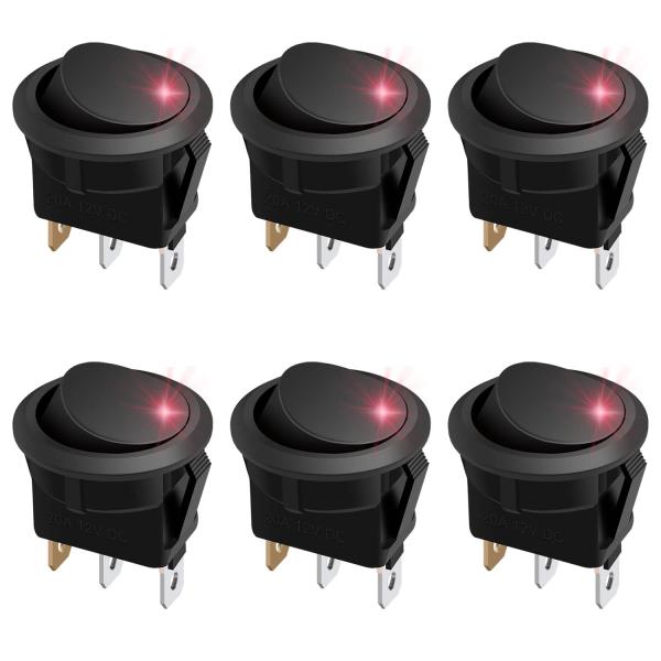商品名weideer 6個 12V ロッカースイッチ オン/オフ SPST ラウンドドットトグルスイッチ レッド LED 車 ボート トラック KCD2-102N-Rweideer 6Pcs 12V Rocker Switch On/Off...