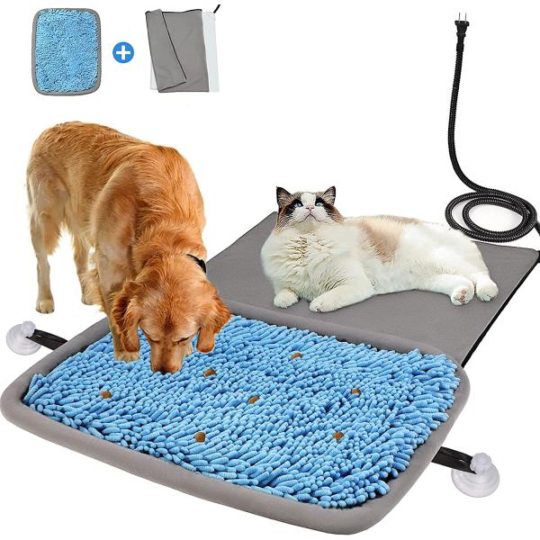 商品名JOW 2-in-1 Pet Heating Pad Snuffle Mat for Dogs, Electric Heating Pad for Dogs and Cats for Indoor, Dog Feeding Mat f...