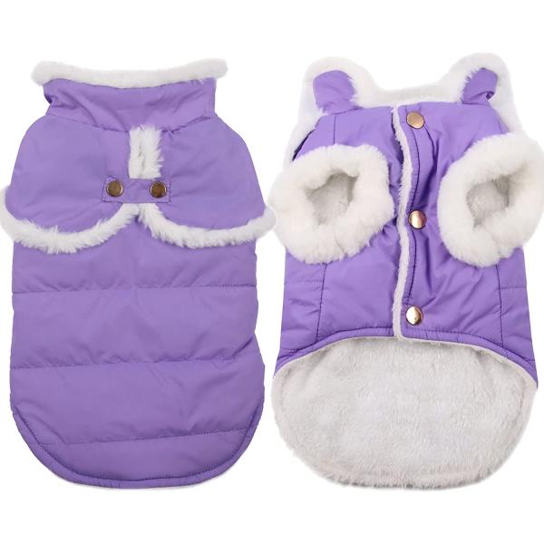 商品名JoyDaog Shawl Design Fleece Lined Warm Dog Jacket for Winter Cold Weather,Soft Windproof Large Dog Coat,Purple XXLブラン...