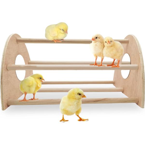 商品名PINVNBY Chicken Perch, Wooden Roosting Bar Strong, Hens Pine Arch Bridge Platform Stand Ladder Brooder for Baby Chick...
