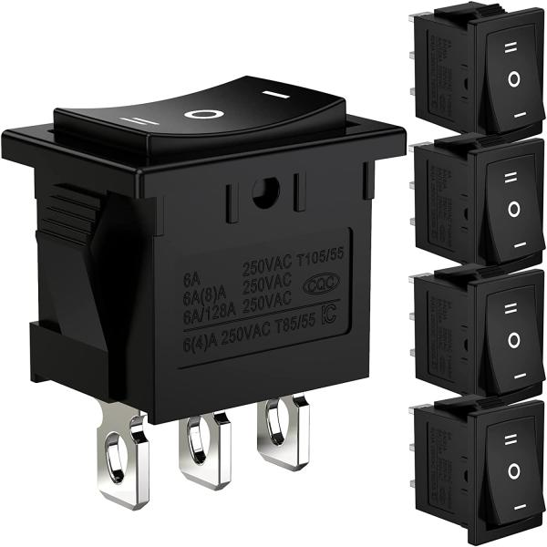 商品名DIYhz 5 Pcs Environmental Protection Boat Rocker Switch AC 6A/250V 8A/125V 3 Solder Lug SPST On/Off 3 Pin Mini Boat R...