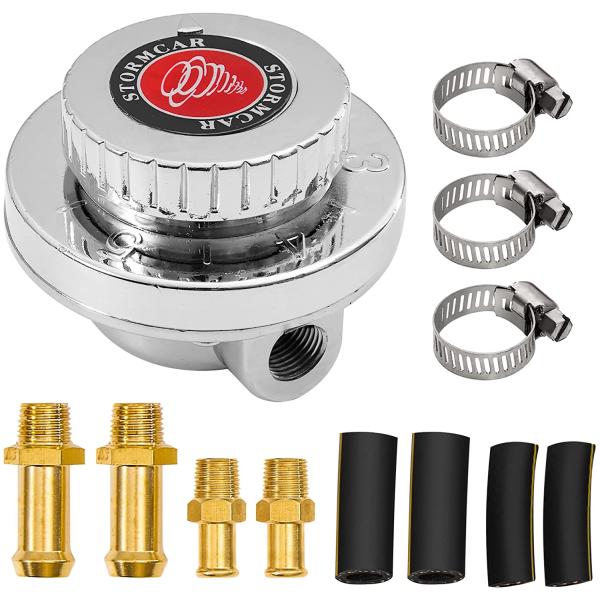商品名TEMSONE Adjustable Carb Fuel Pressure Regulator Kit Universal Manual 1-5 Psi Fuel Pump Pressure Regulator FPR for Car...